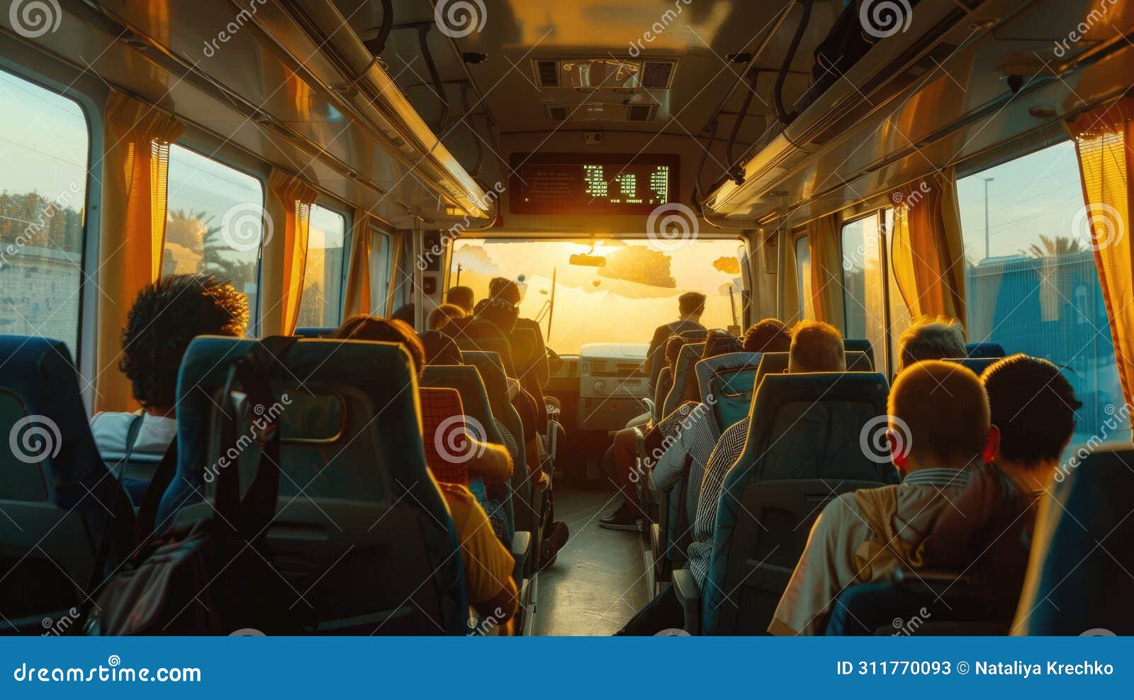 Blur Focus Inside of Old Bus. a Bus with Passengers during the Sultry ...