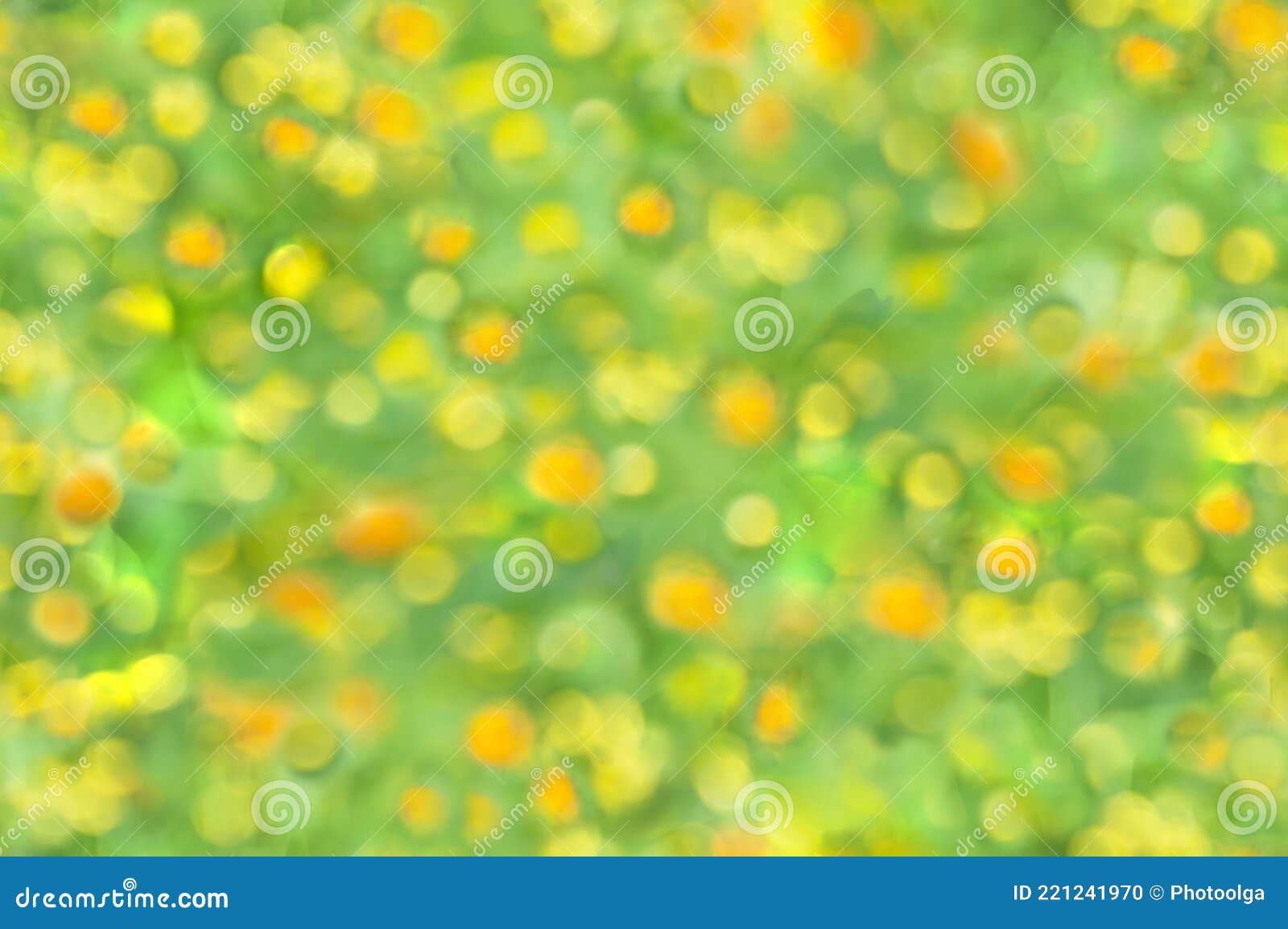 Blur Green Grass, Yellow Orange Flower Seamless Pattern. Stock Photo ...