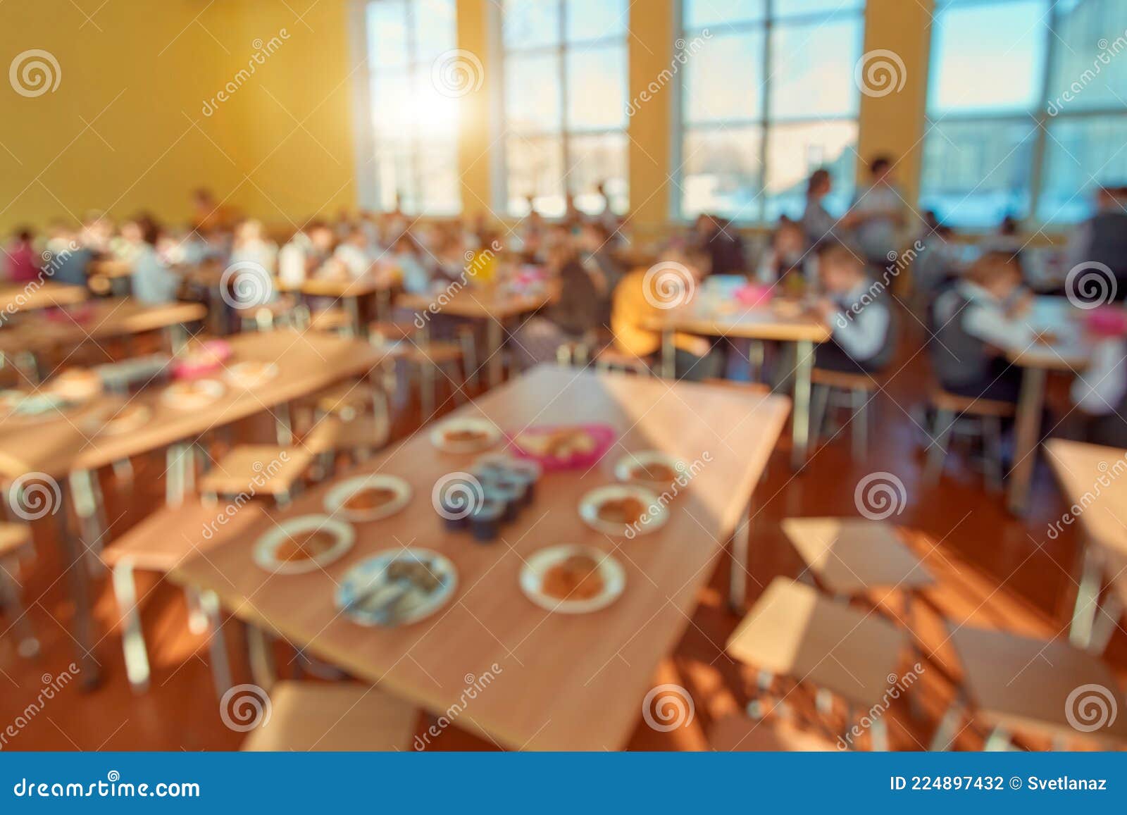 Blur the Image of a School Cafeteria or Cafeteria To Use As a ...