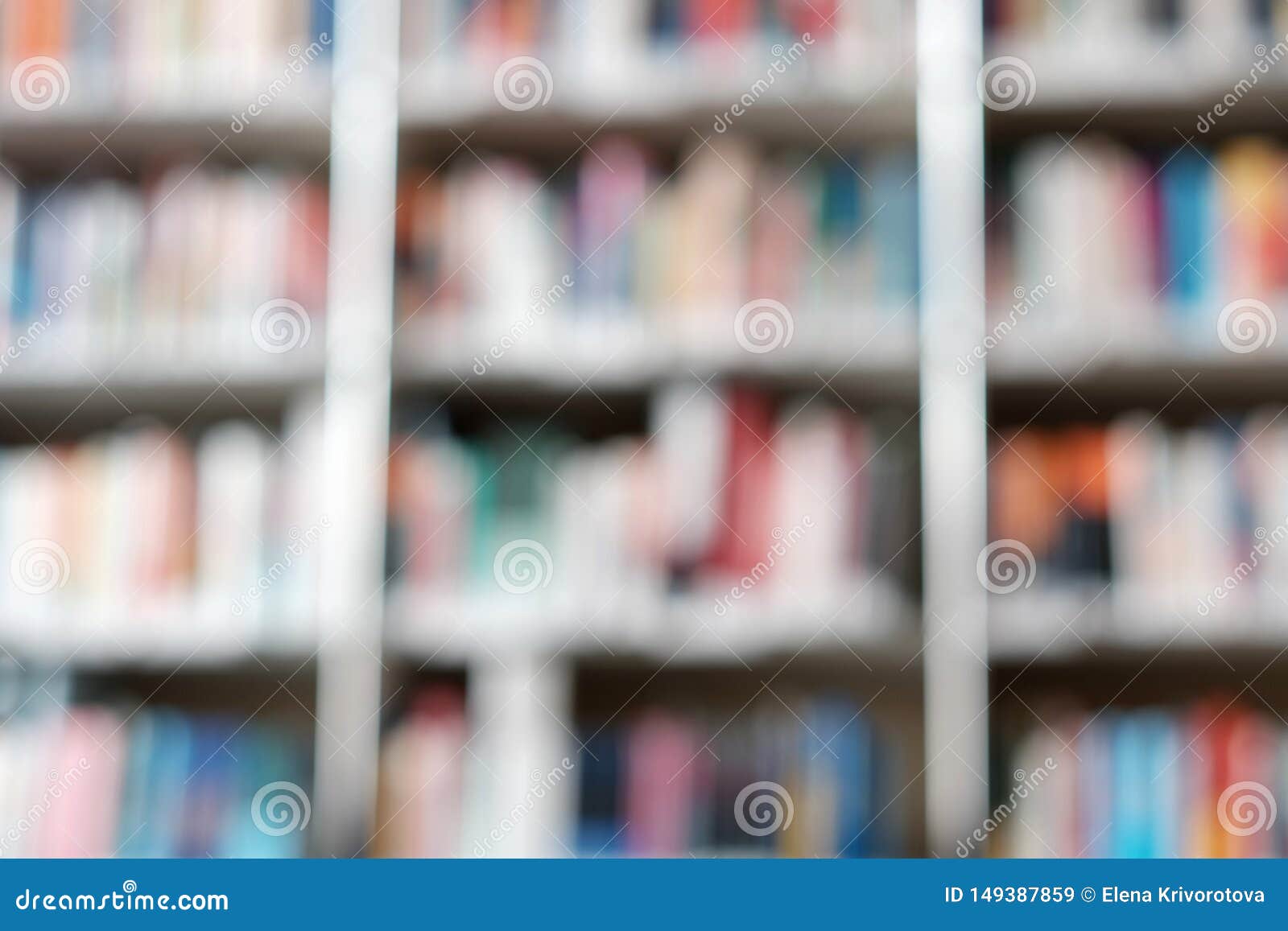 Blur Image of Shelf with Books in Library. Background Stock Image ...