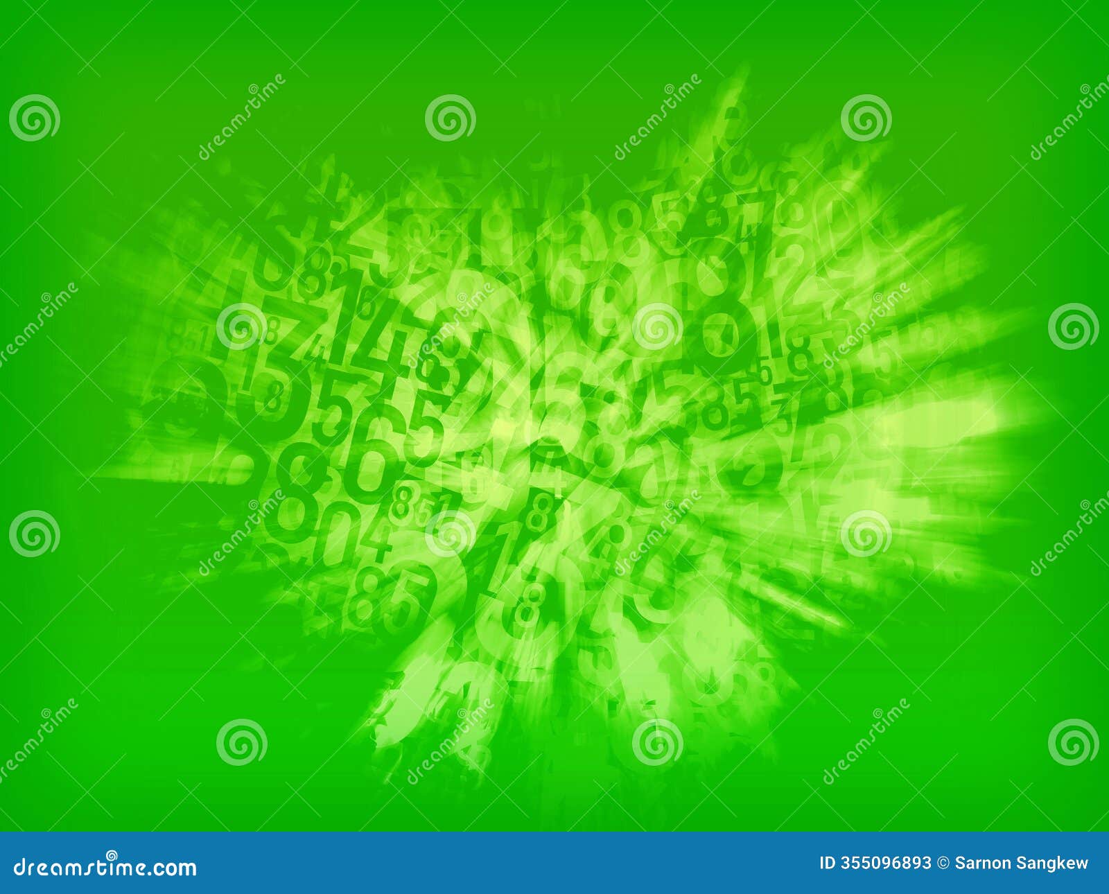 Blur Large and Small Green and White Numbers Arranged Overlapping Each ...