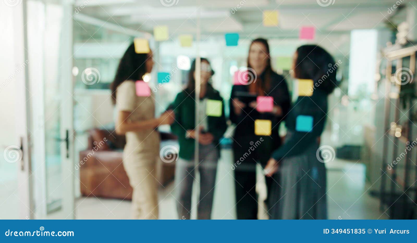 Blur, Scrum and Project Management with Business People in Office for Schedule, Teamwork and ...