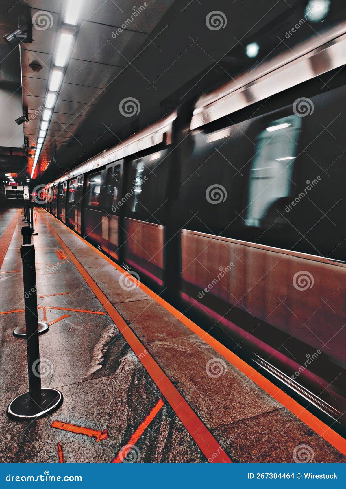 Blur Shot of a Train Moving Past a Platform on a Station Stock Photo ...