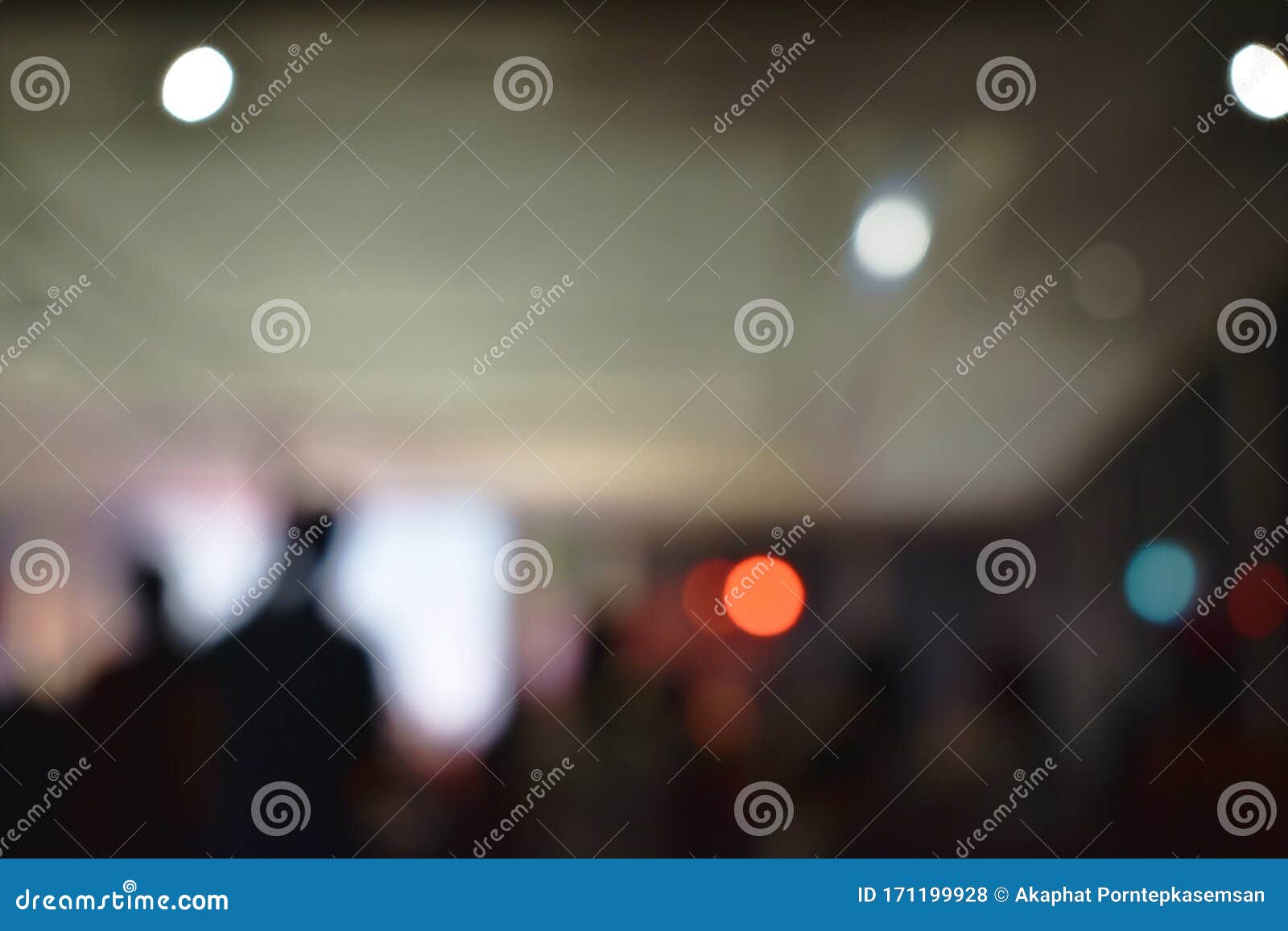 Blur of Stage on Mini Concert in Meeting Hall in Night Stock Photo ...