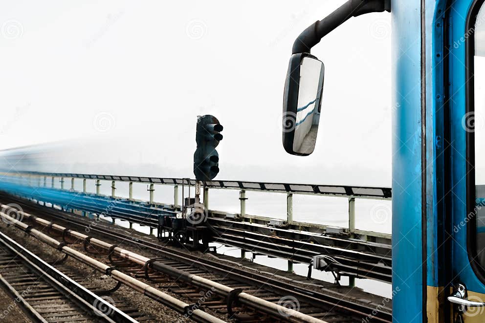 Blur Train on the Railway Bridge Above the River Stock Photo - Image of ...