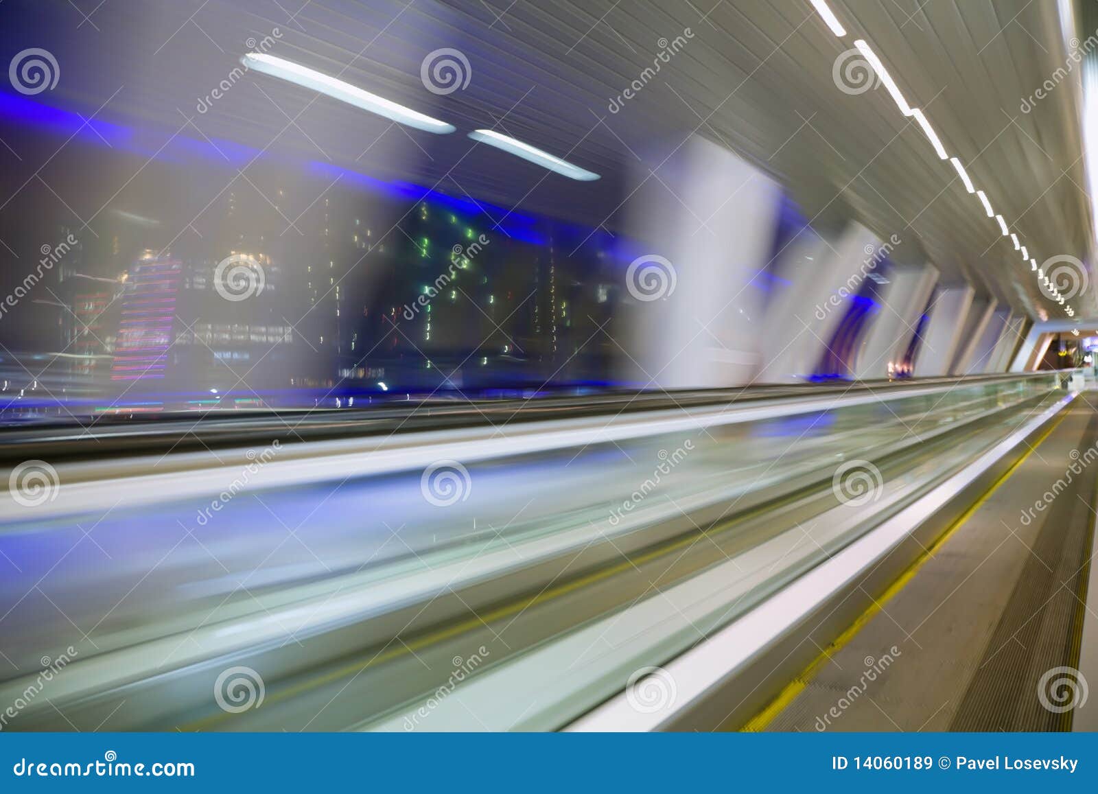 Illuminated Travelator And Directional Signs Stock Photography ...
