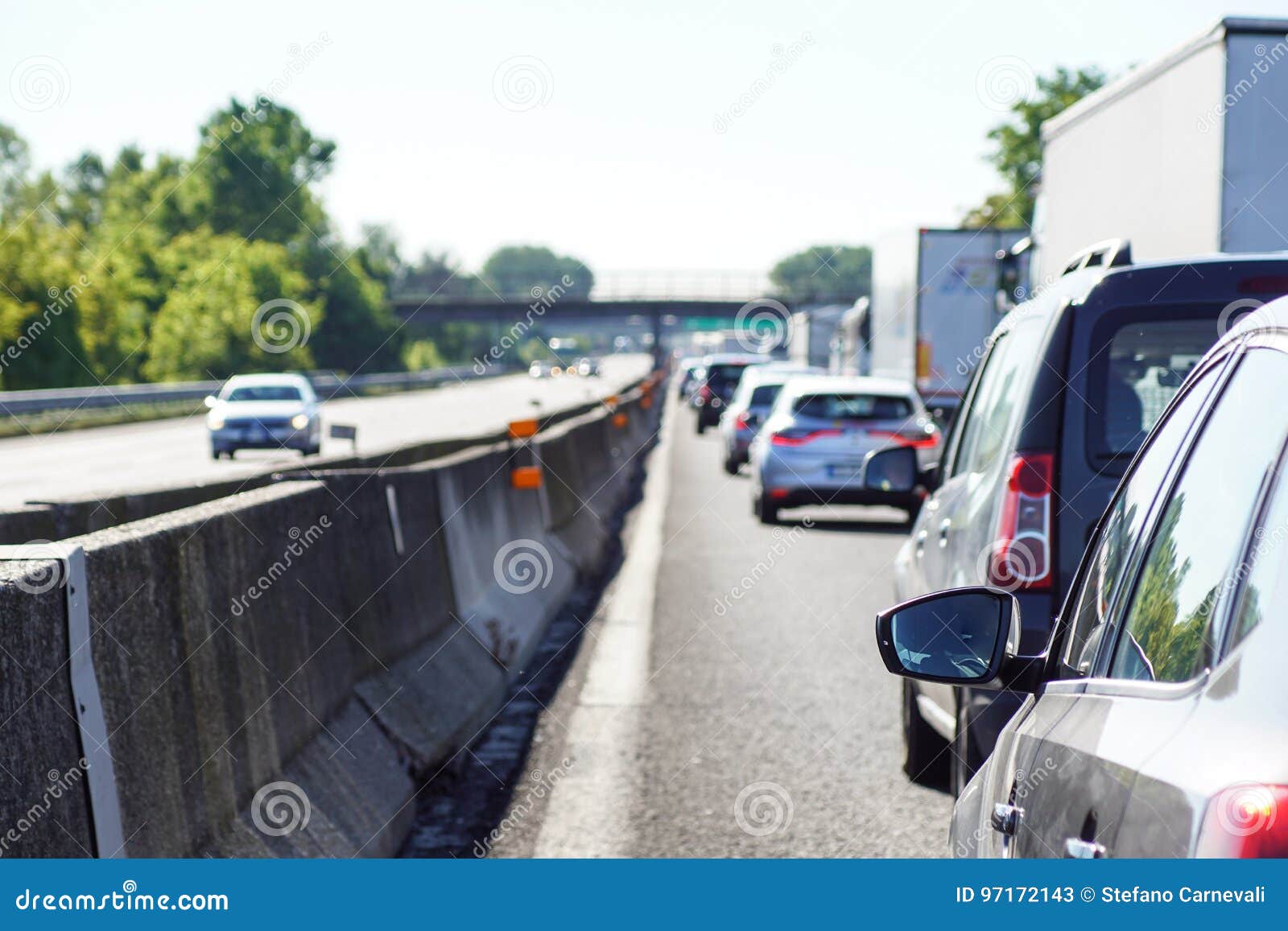 Blured Image of Traffic Jam on the Road and Opposite Side of the Road ...