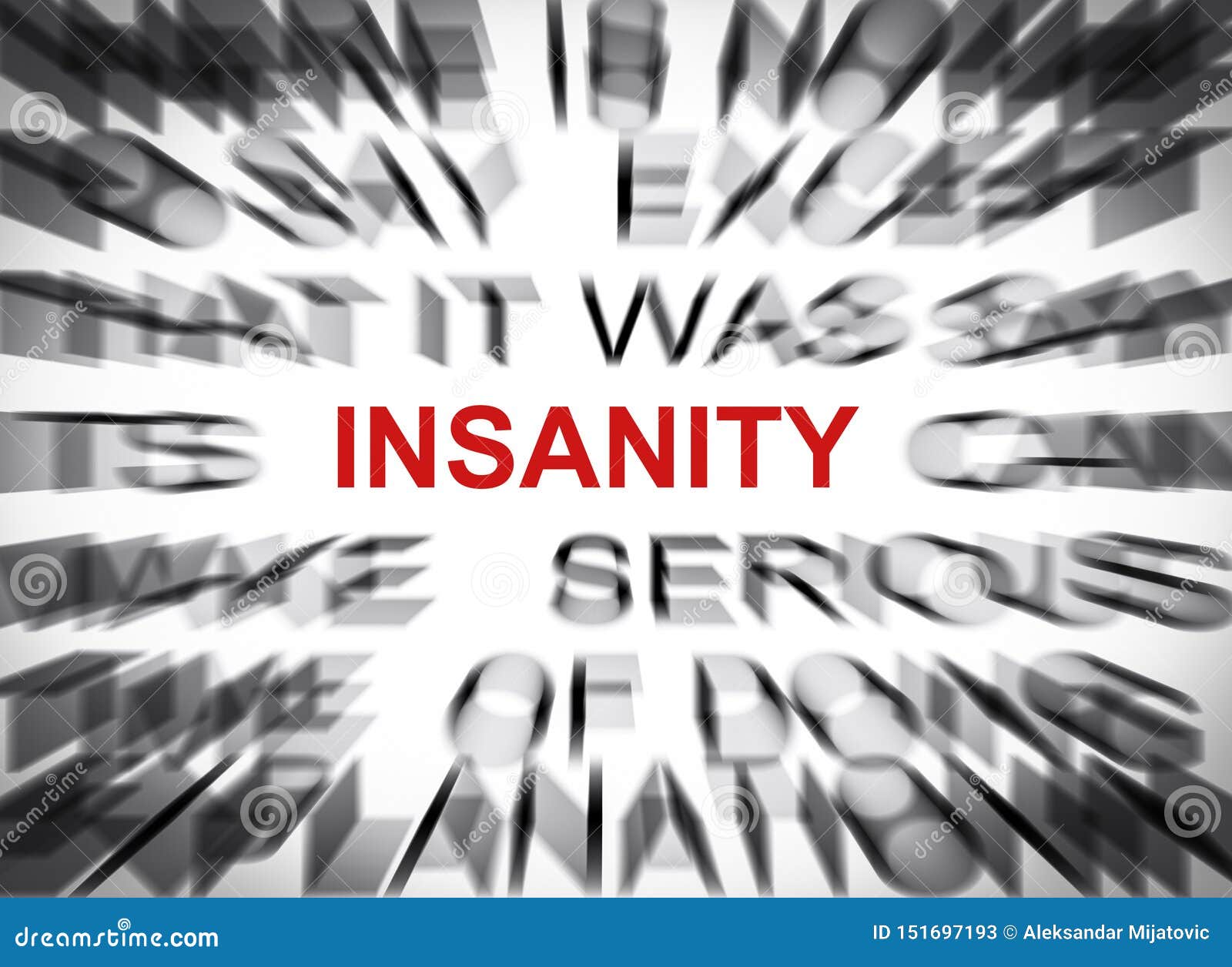 Blured Text with Focus on INSANITY Stock Image - Image of printout ...