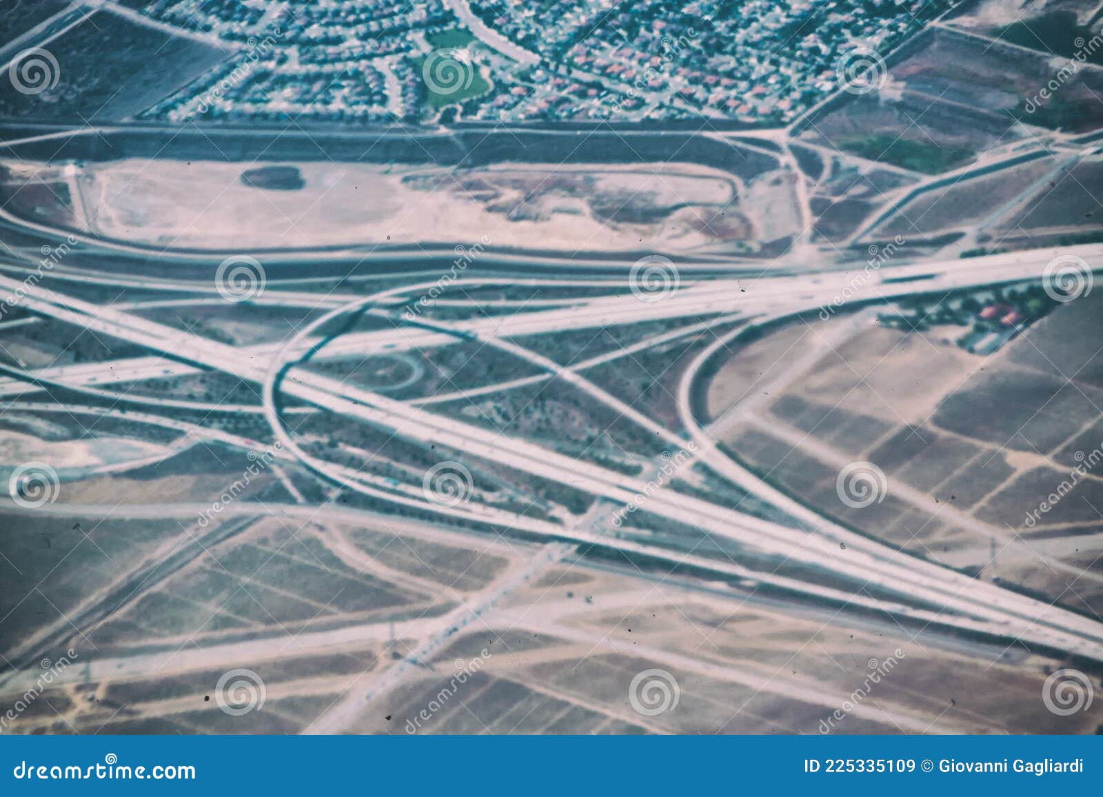 Blurred Aerial View of Giant Road Intersections Stock Image - Image of ...