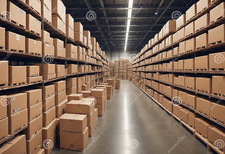 A Blurred Background of a Fulfillment Warehouse Stock Illustration ...