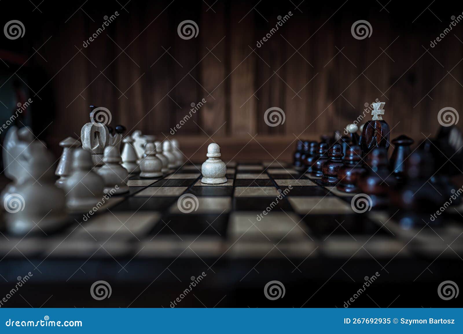 Blurred Background with a Low Depth of Focus. the Set of Wooden Chess ...
