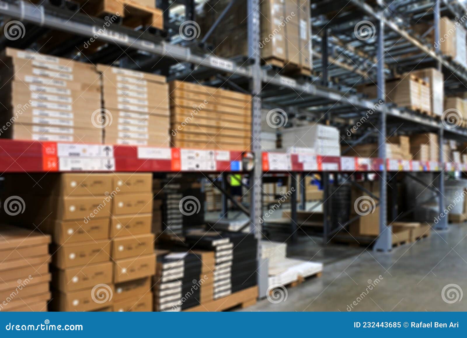 Many Items Inside Cardboard Boxes on Warehouse Storage Shelves Stock ...