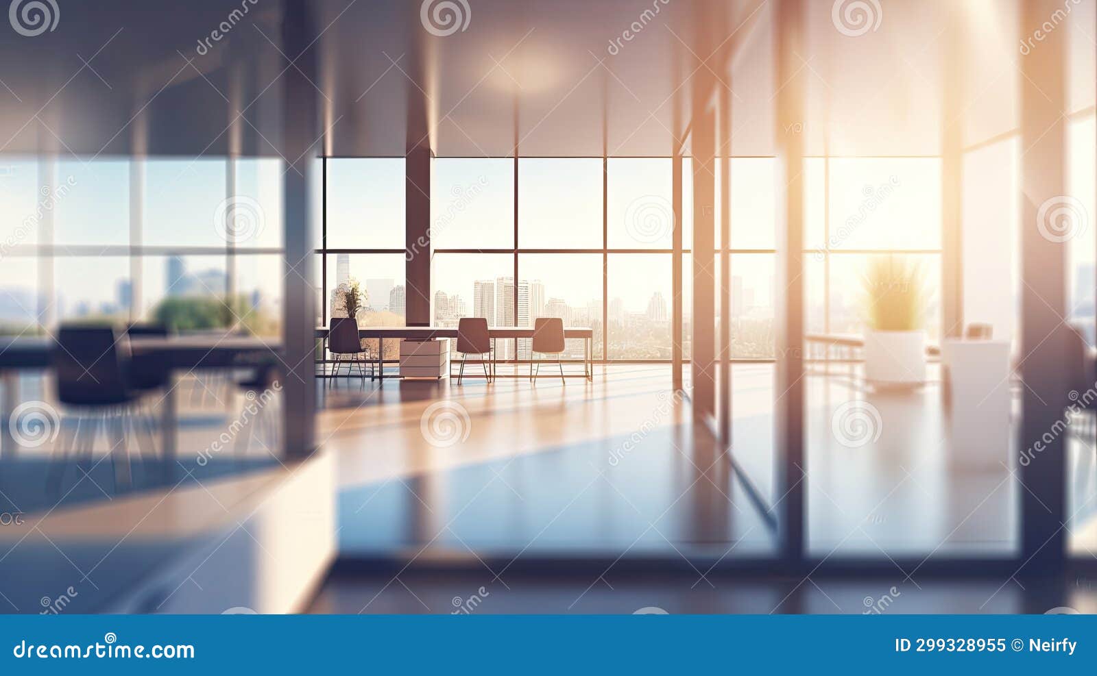 Blurred Background of Modern Office Stock Illustration - Illustration ...