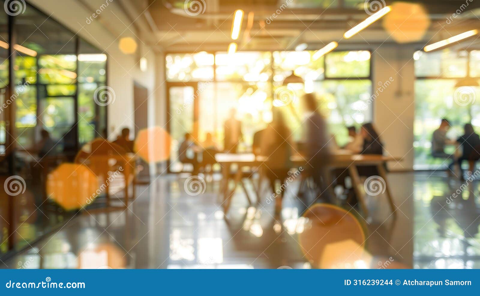 Blurred Background of an Open Space Office with Business People Working ...