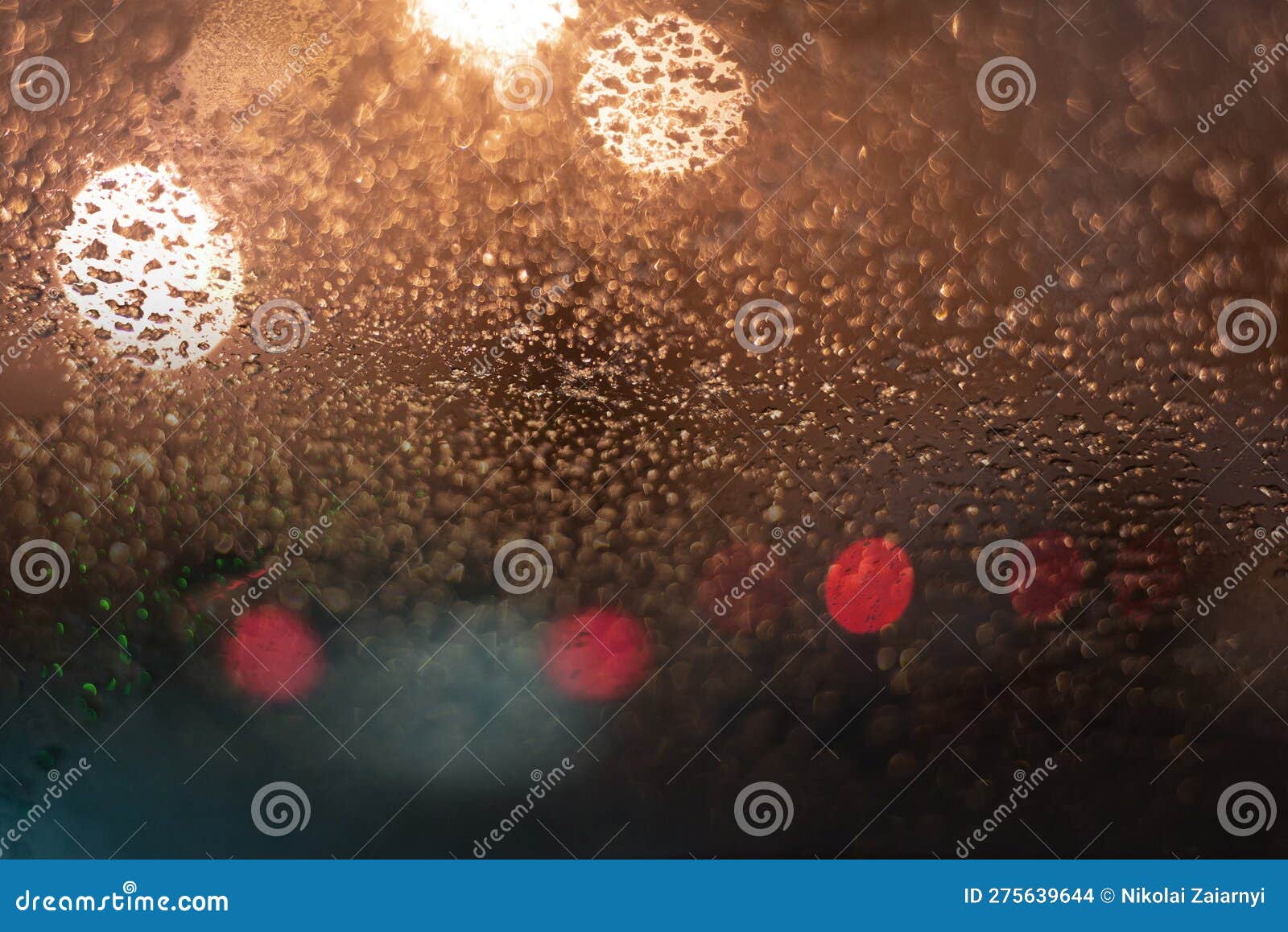 Blurred Background with Raindrops and Lights Stock Photo - Image of ...