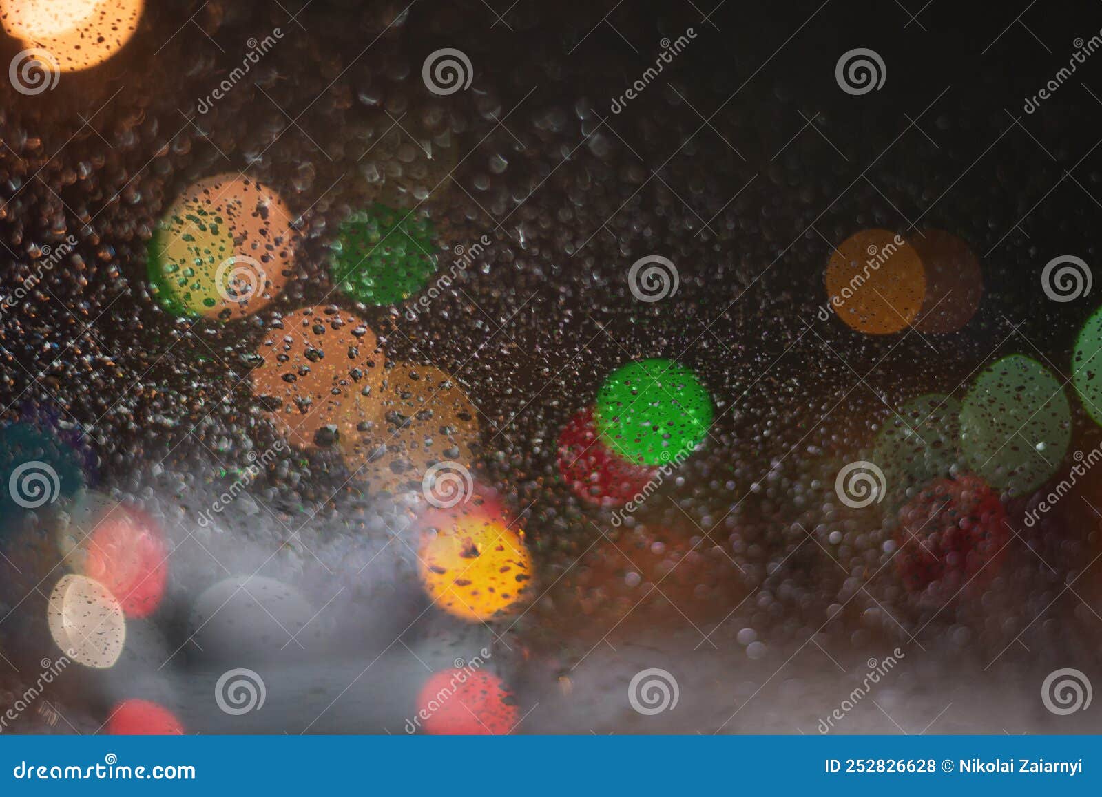 Blurred Background with Raindrops and Lights Stock Photo - Image of ...