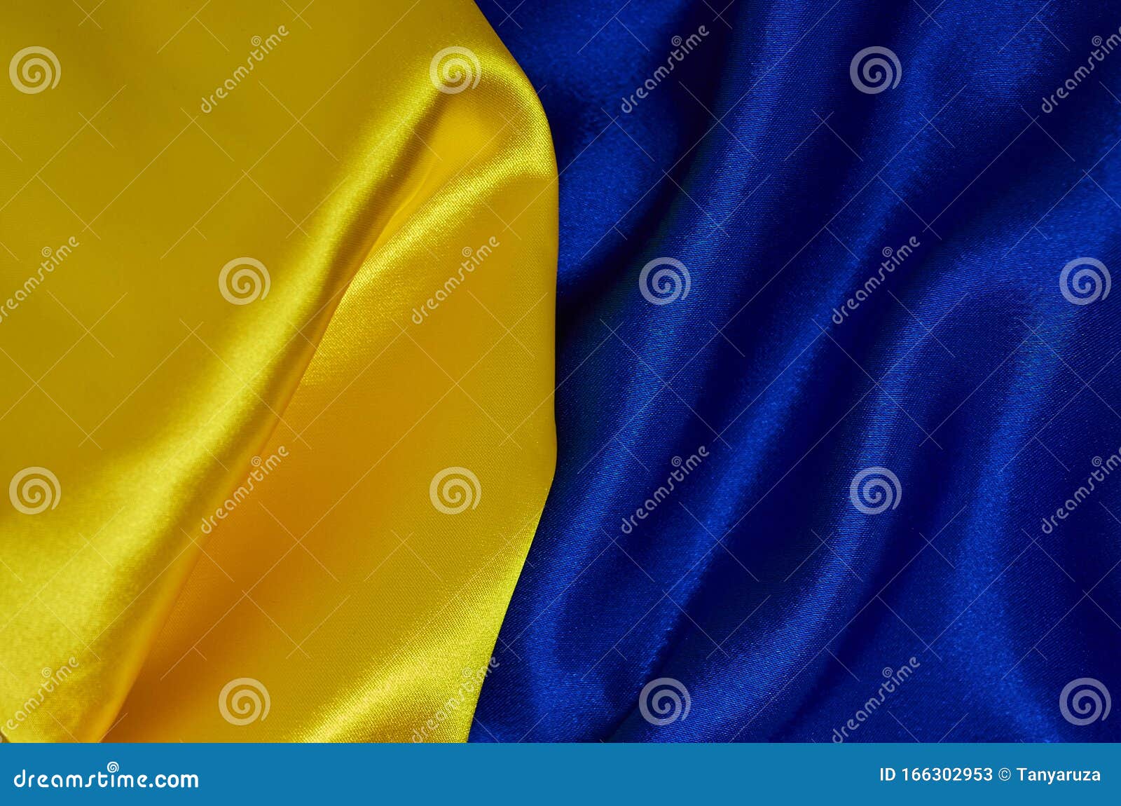 Blurred Background Satin Yellow and Blue Fabric in Pleats Stock Image ...