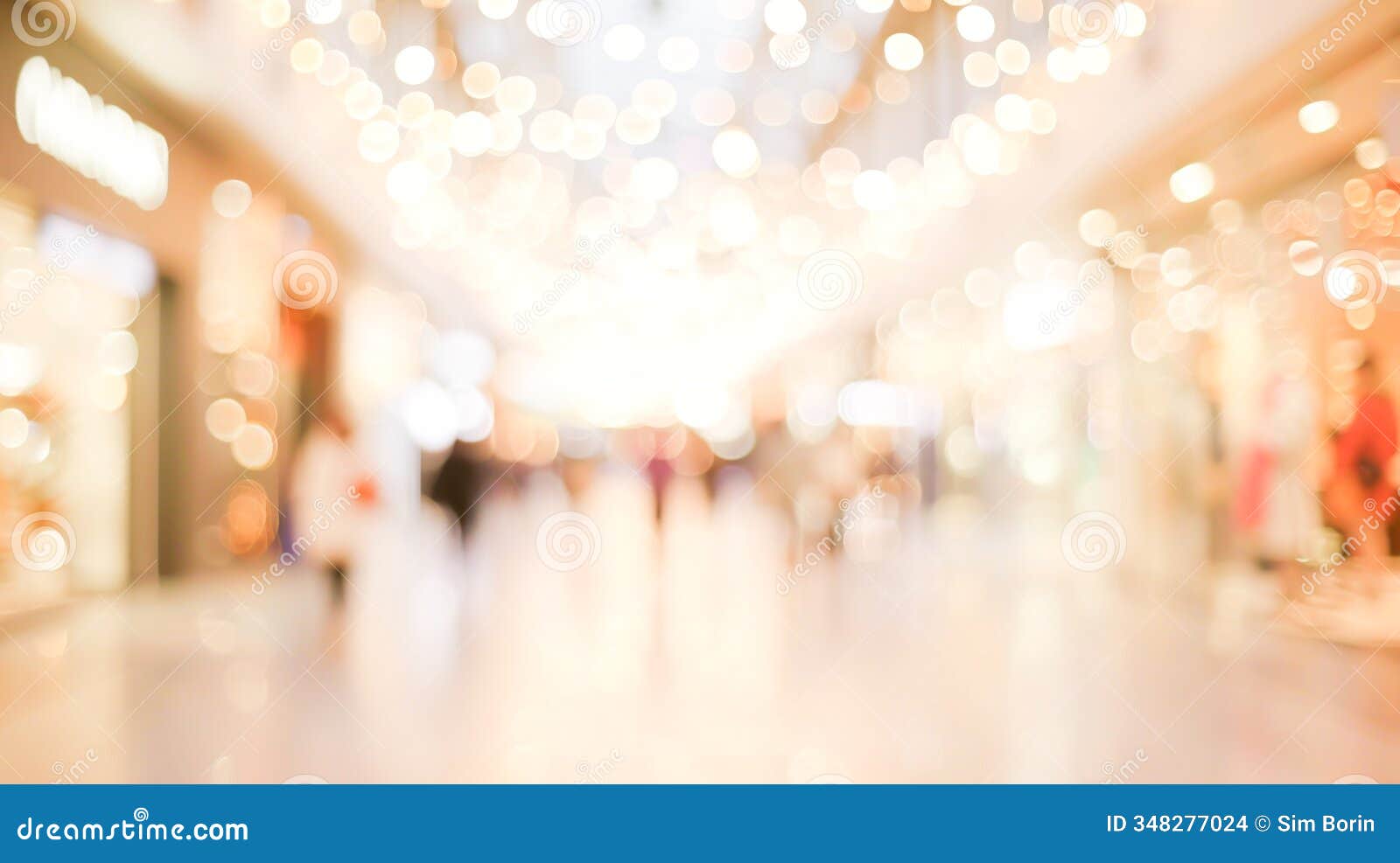 A Blurred Background of a Shopping Mall Walkway with Soft-focus Ceiling ...