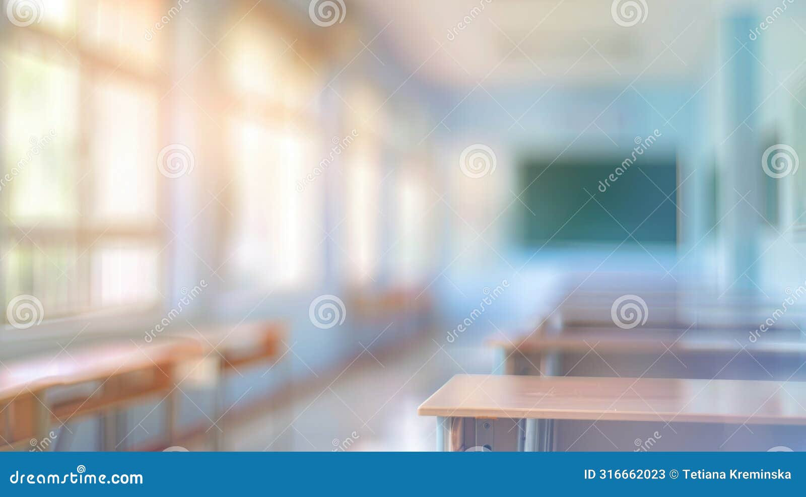 Blurred Background View of an Empty School Classroom without Students ...