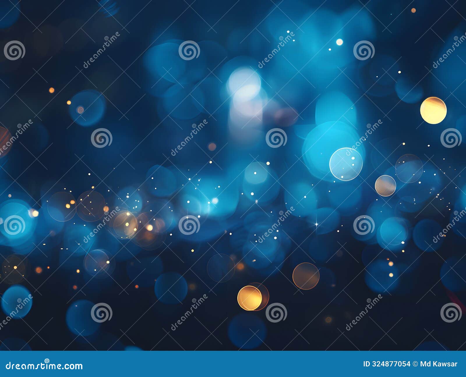 Abstract Blue Bokeh Background with Glowing Lights Stock Illustration ...