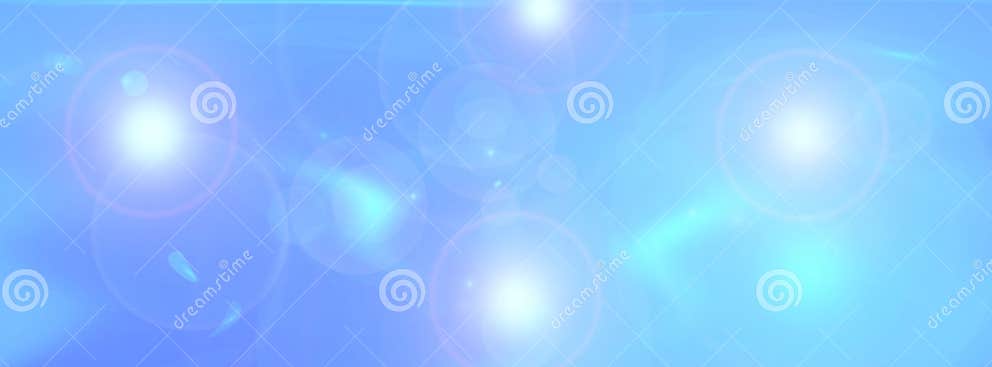 Blurred Blue Background with Lens Flare Effect. Long Banner, Gradient ...