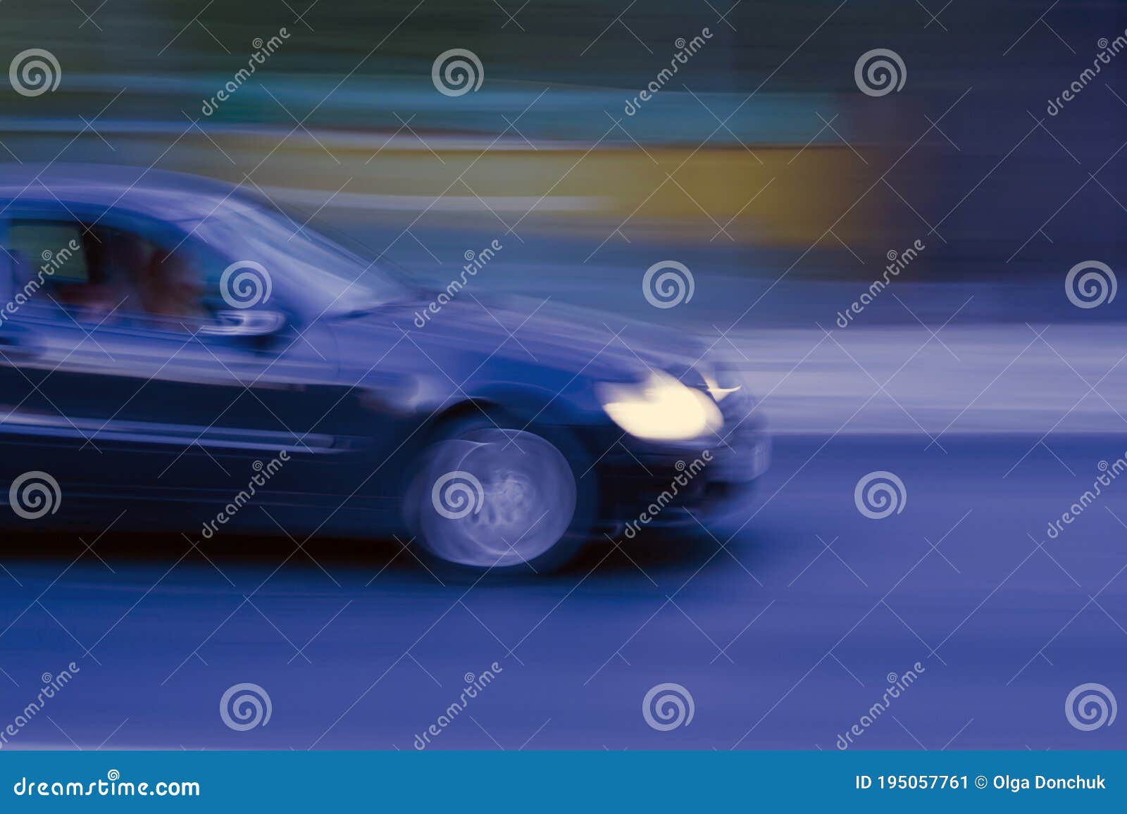 Blurred car on the road stock image. Image of street - 195057761