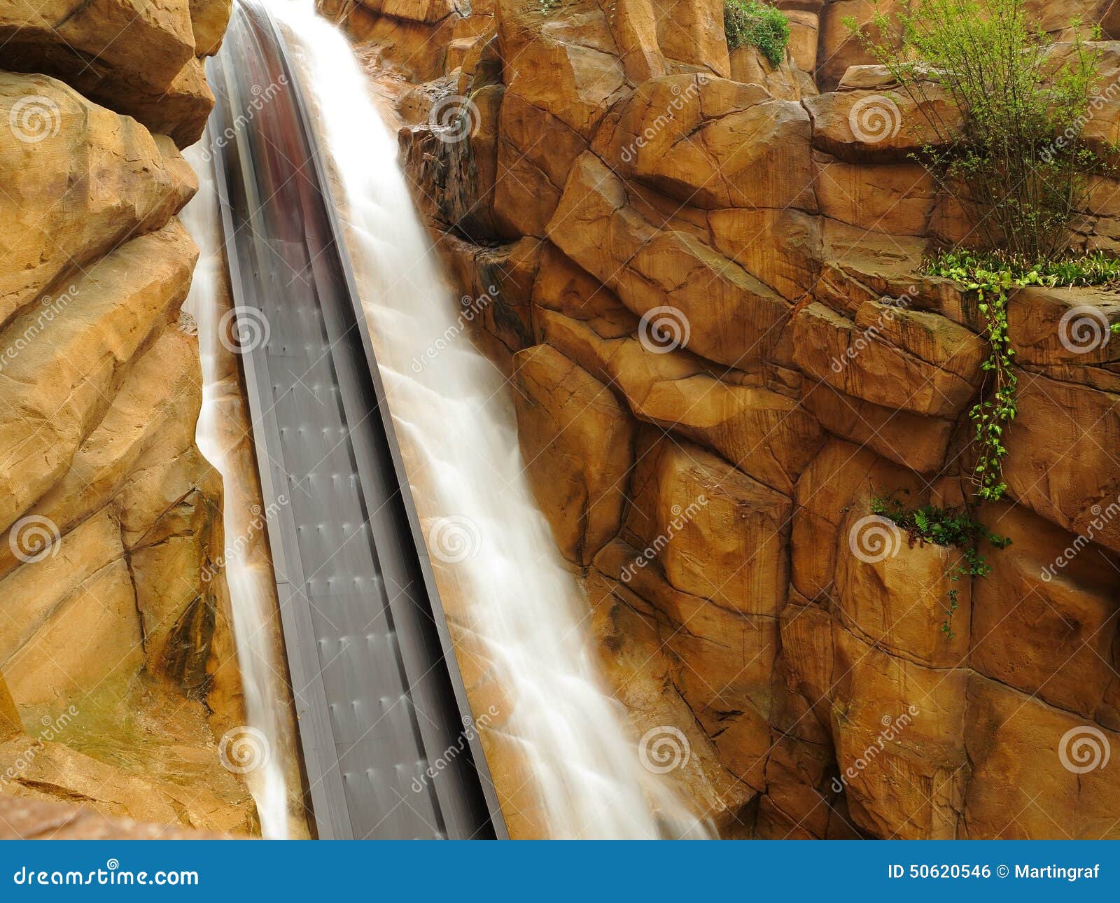 Log Flume Ride Steep Drop in Waterfall Motion Blur Stock Photo - Image ...