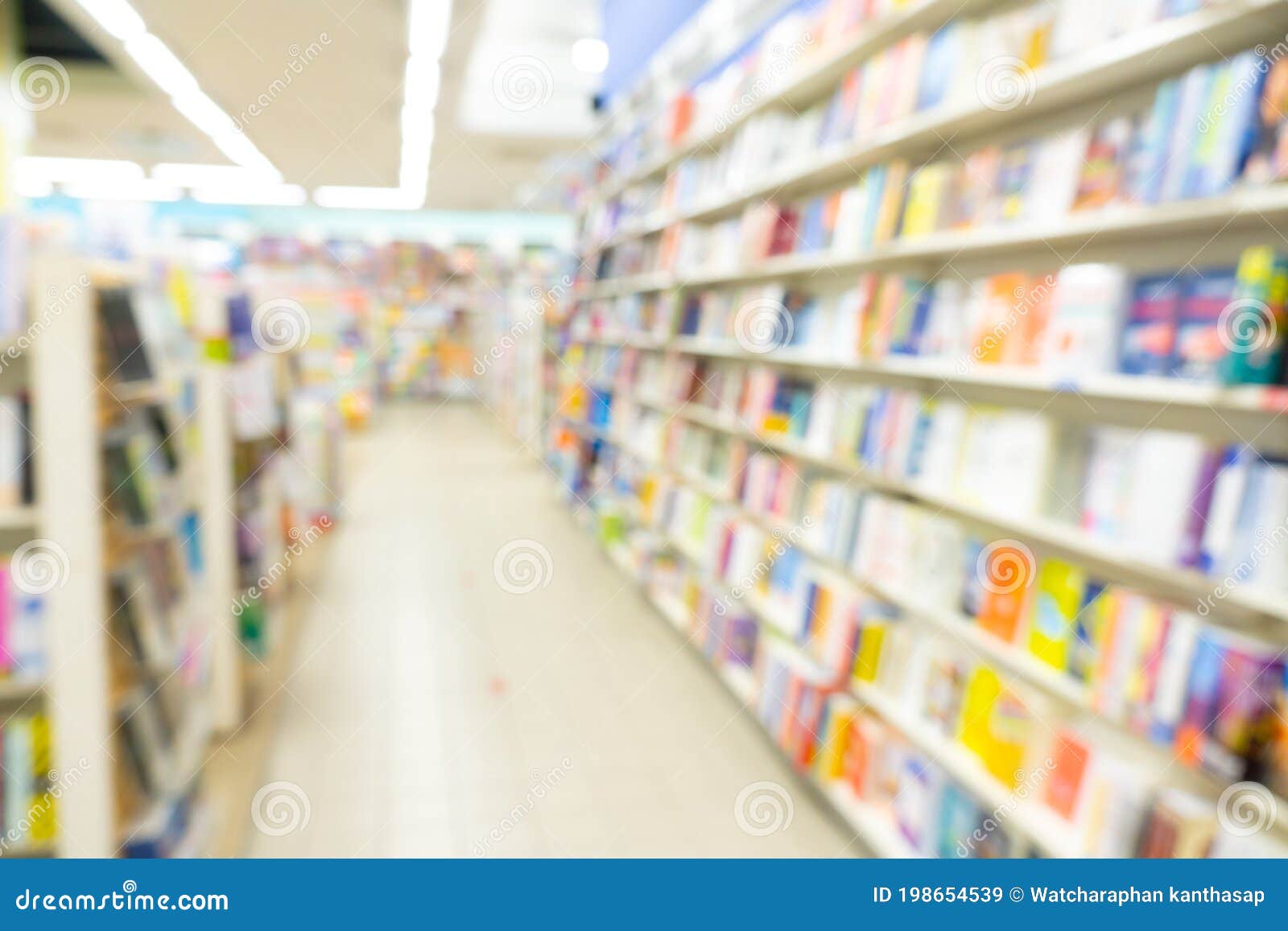 Blurred Books in Bookstore. Blur Effect Background. Stock Image - Image ...