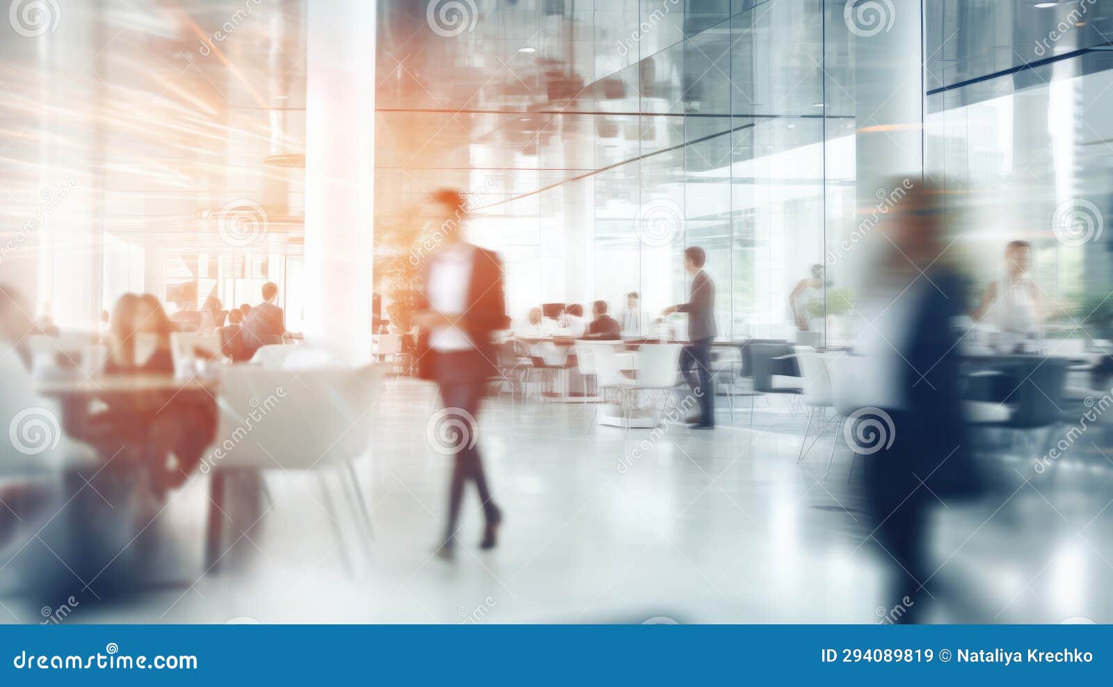Blurred Business People Working in Office Interior Stock Illustration ...