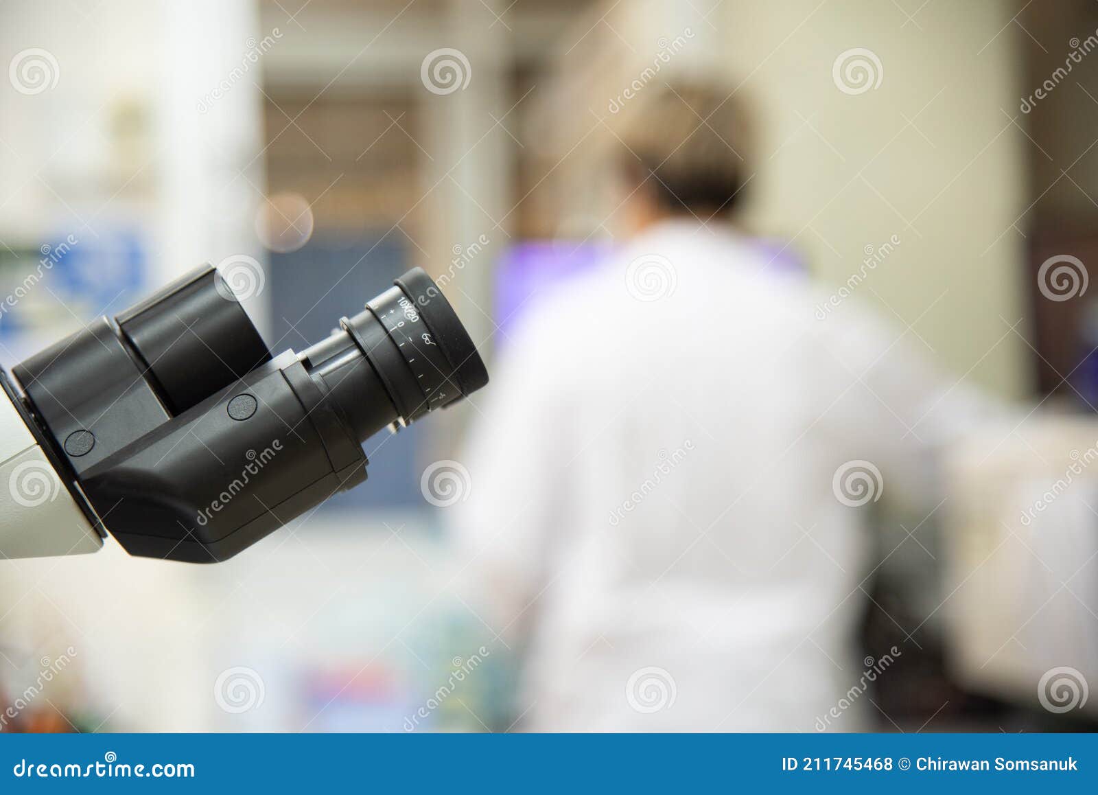 MIcroscope in Laboratory with Blur Background Stock Photo - Image of ...