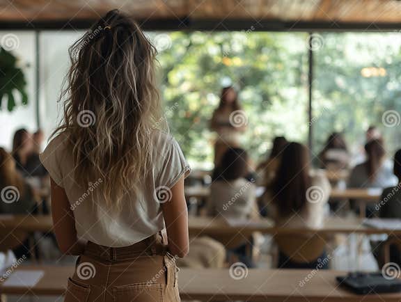 Blurred Classroom or Seminar Setting with a Speaker in the Background ...
