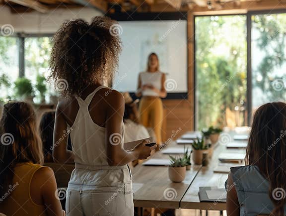 Blurred Classroom or Seminar Setting with a Speaker in the Background ...