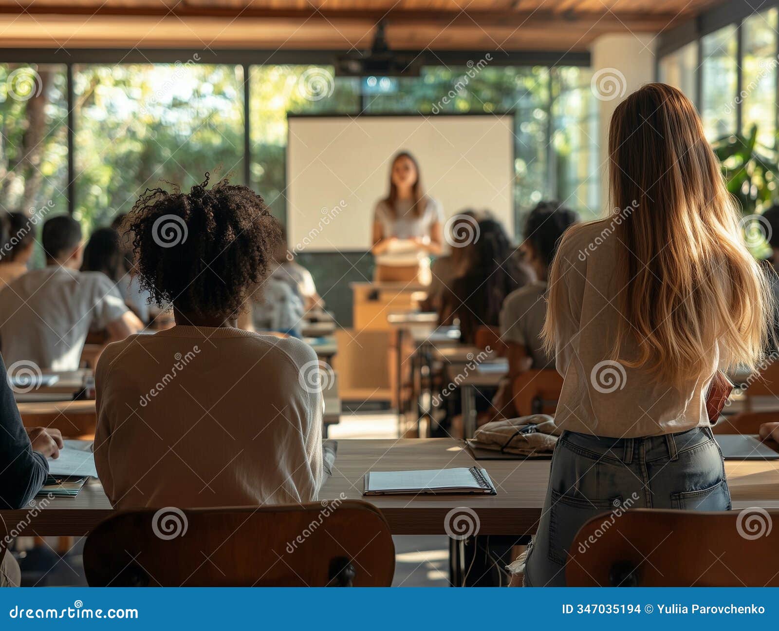 Blurred Classroom or Seminar Setting with a Speaker in the Background ...