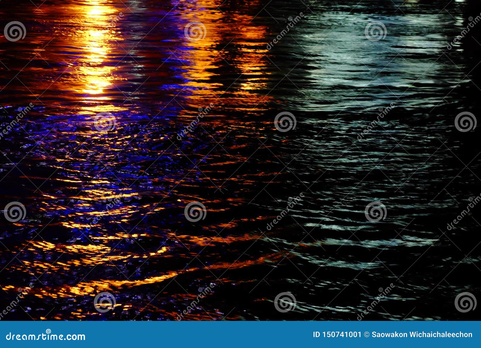 Blurred Colorful Light Reflection on River Surface Stock Image - Image ...