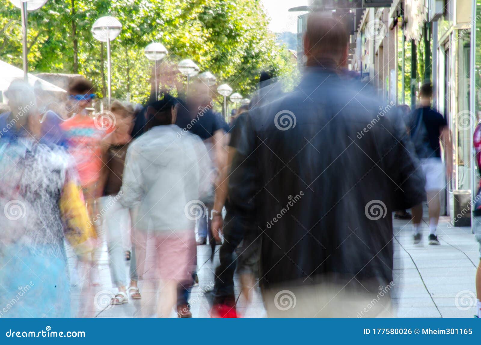 Blurred Crowd of People Walking on City Sidewalk Stock Photo - Image of ...