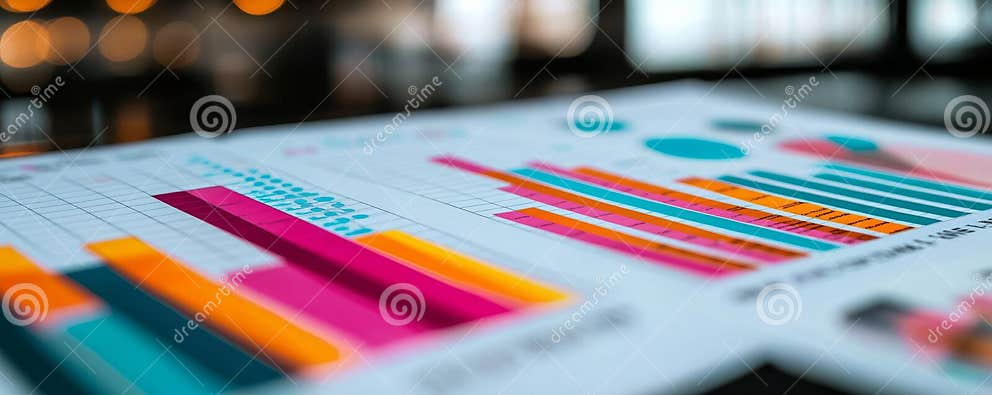 Blurred Data Chart Analysis with Orange, Pink and Teal Highlights Stock ...