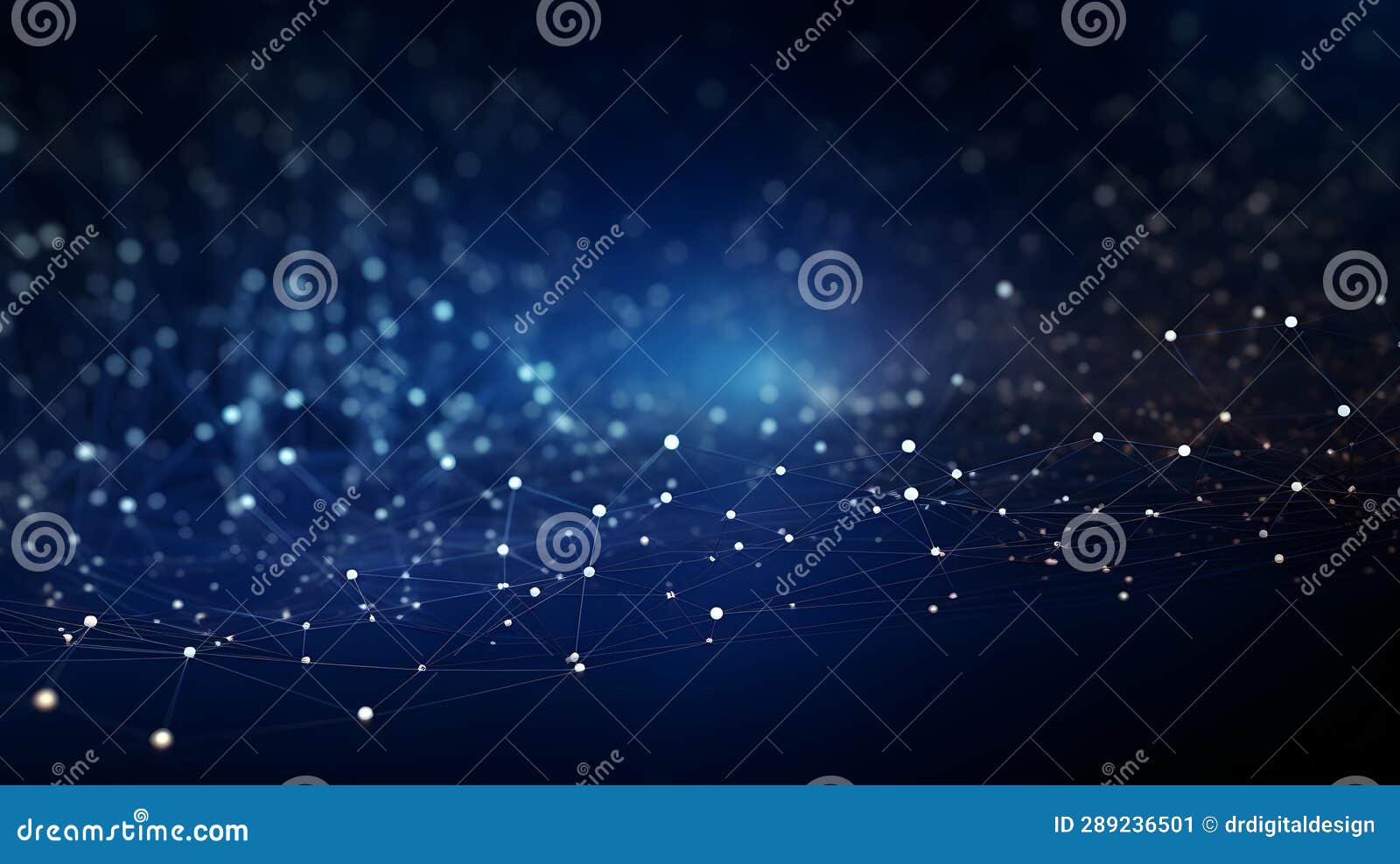 Blurred Data Technology Background in Navy Colors. Network of Connected ...