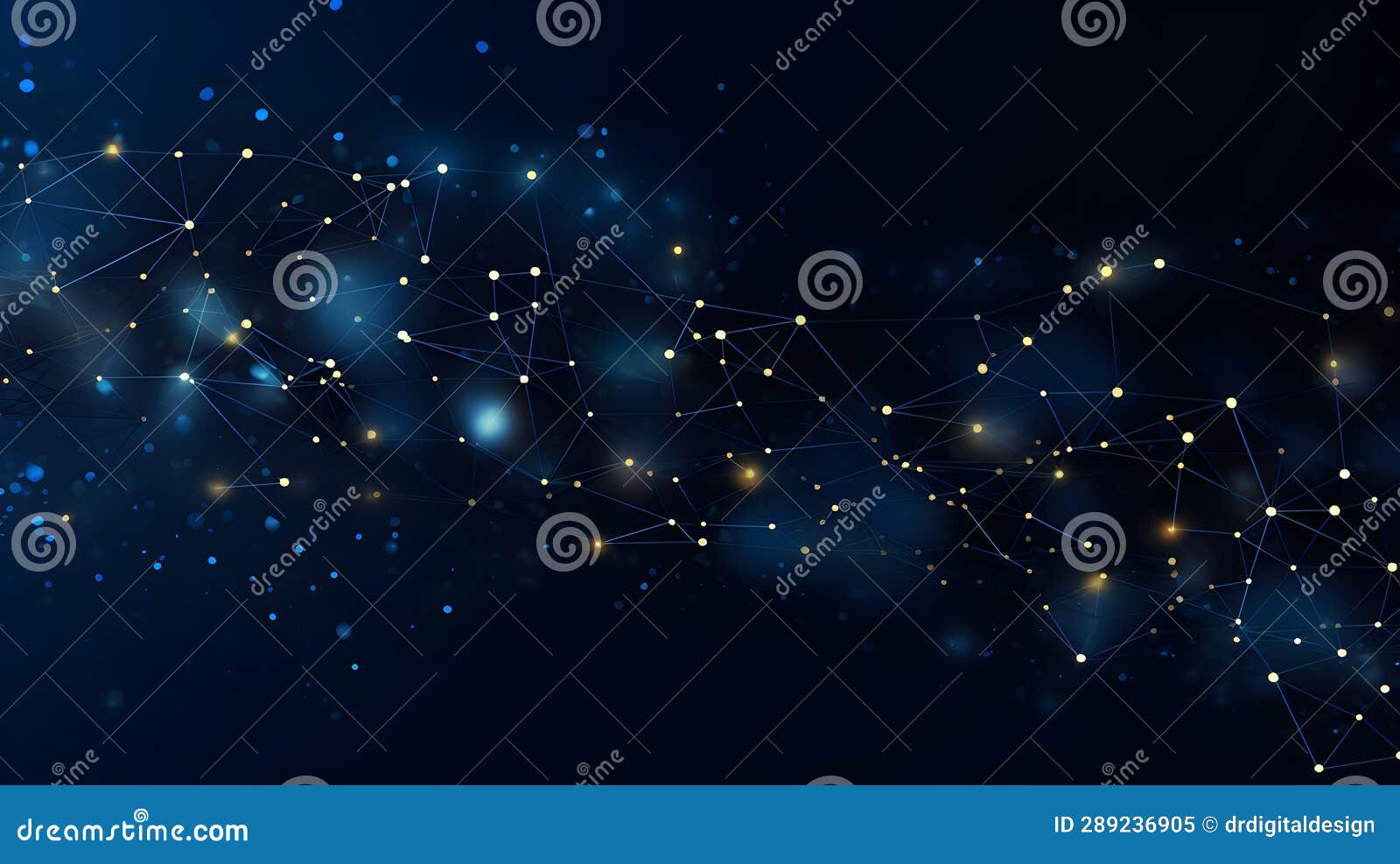 Blurred Data Technology Background in Navy Colors. Network of Connected ...