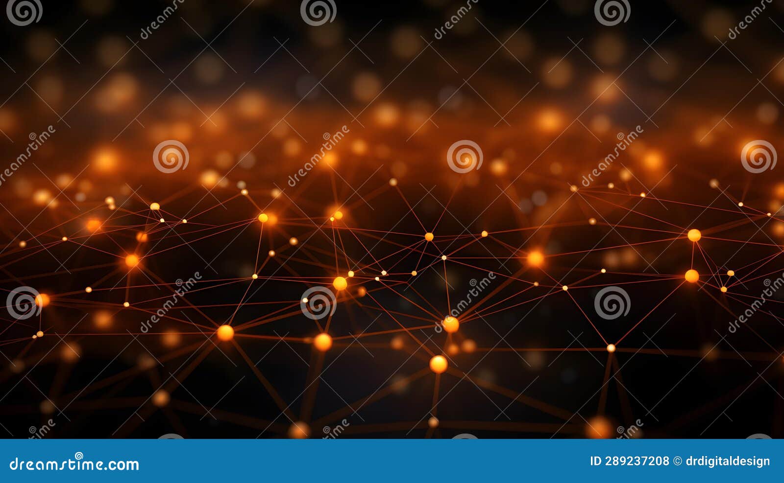 Blurred Data Technology Background in Orange Colors. Network of ...