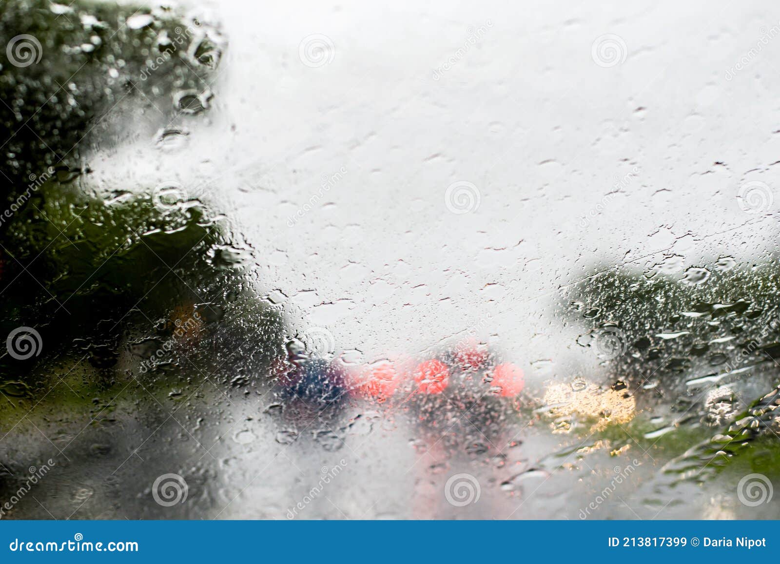 Blurred Defocused Image of Heavy Torrential Rain through the Windscreen ...