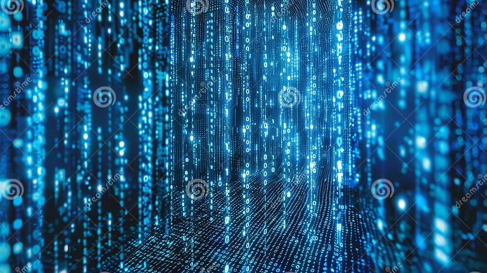 Blurred Digital Binary Code Technology Computer Background Stock Illustration - Illustration of ...