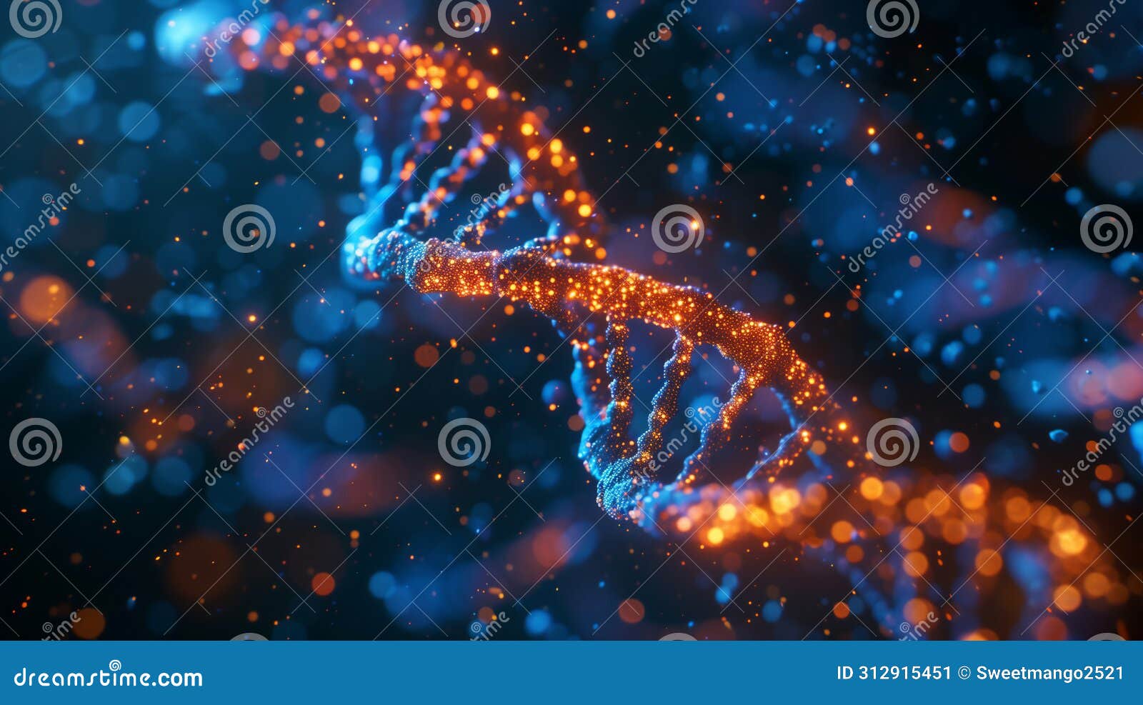 Blurred DNA Double Helix Structure in Space Abstract Background, Filled ...