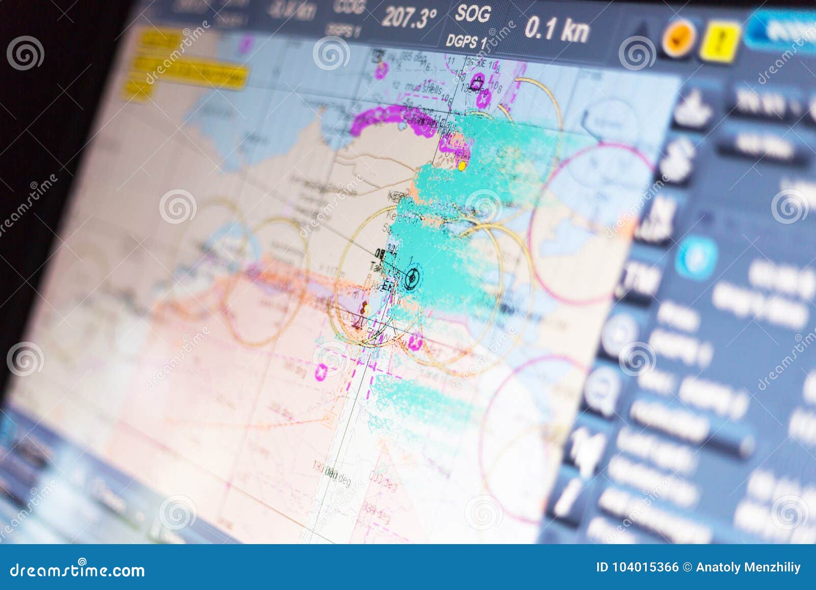 Blurred ECDIS Monitor in Operation. Stock Photo - Image of chart, ecdis ...