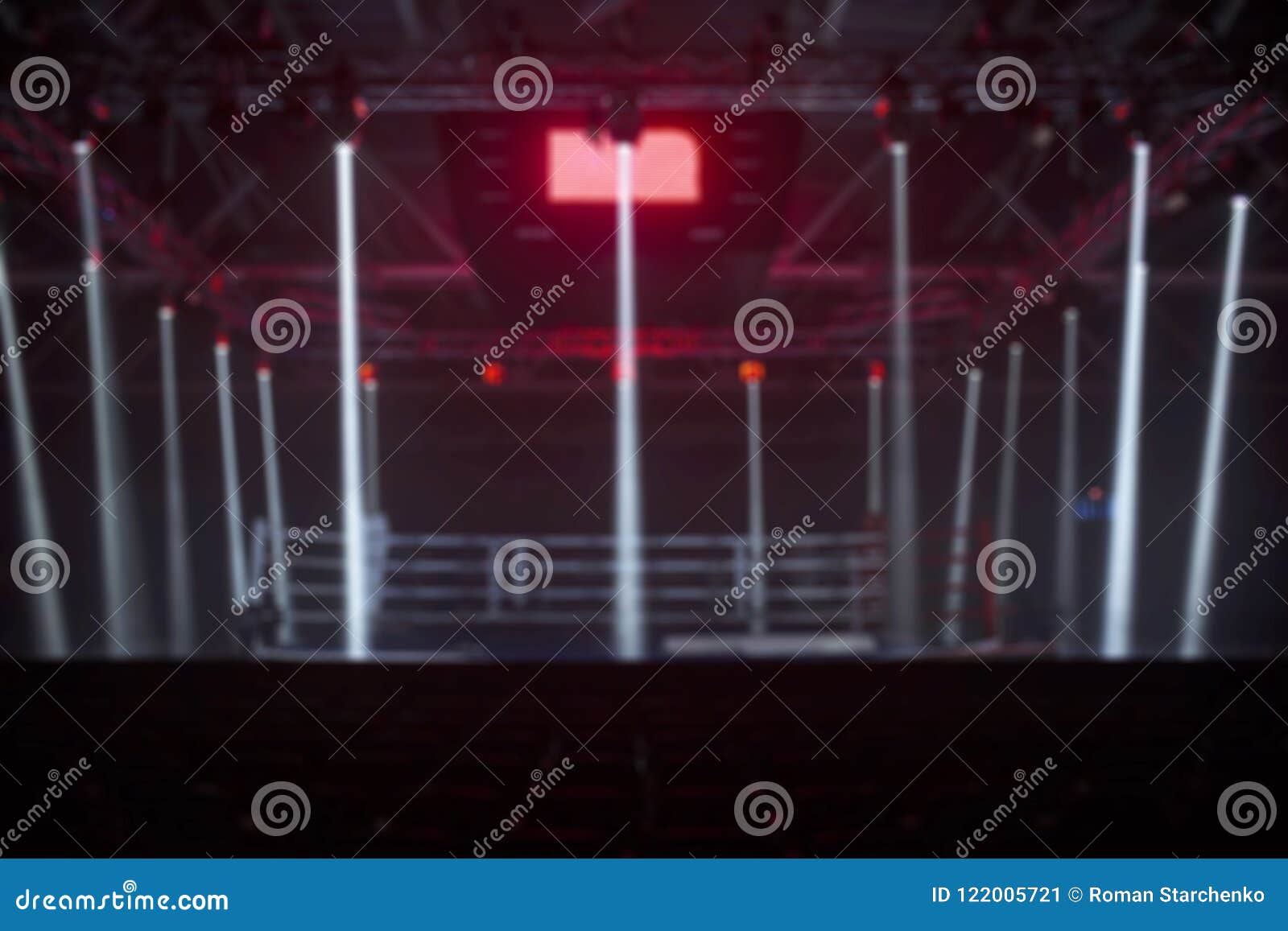 Blurred Empty Boxing Ring Lit by Spotlights Stock Image - Image of ...