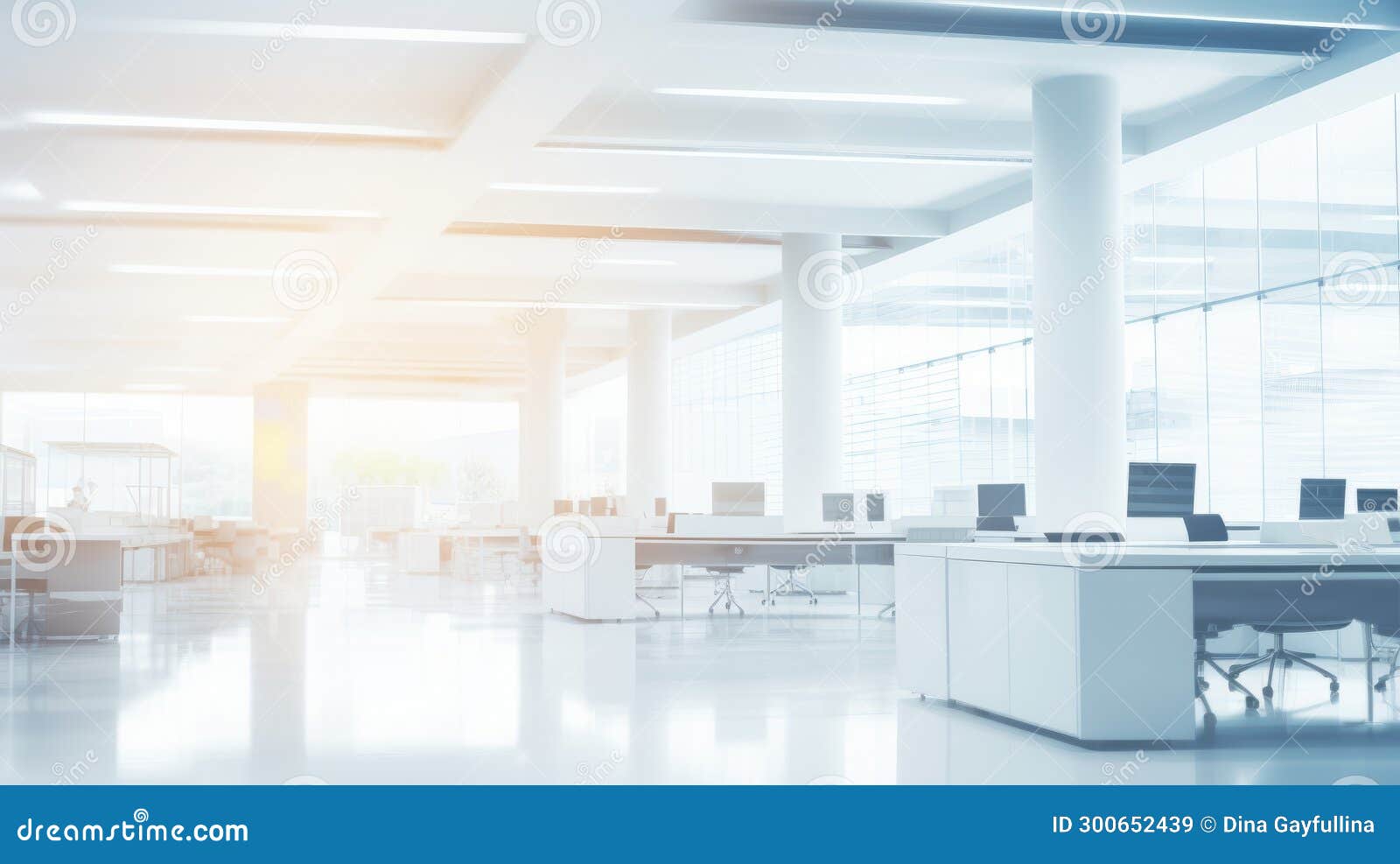 Blurred Empty Open Space Office. Abstract Light Bokeh at White Color ...