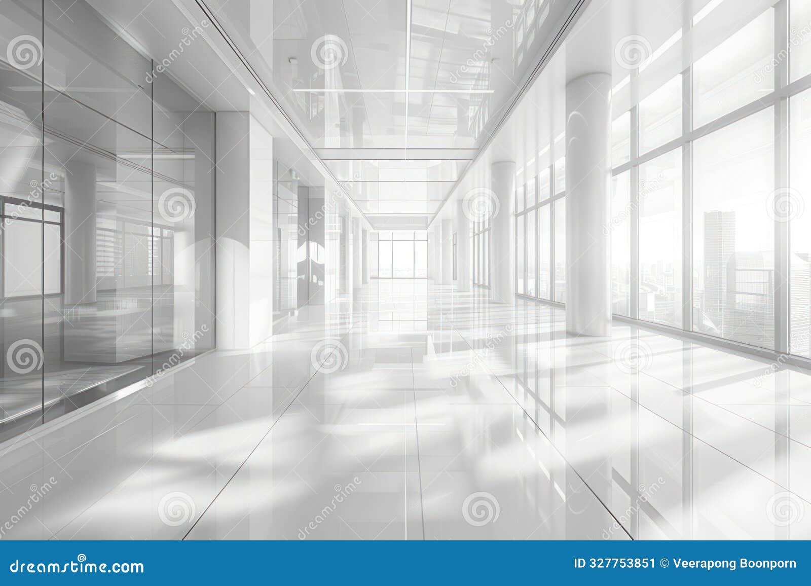 Blurred Empty Open Space Office, Abstract White Interior Background ...