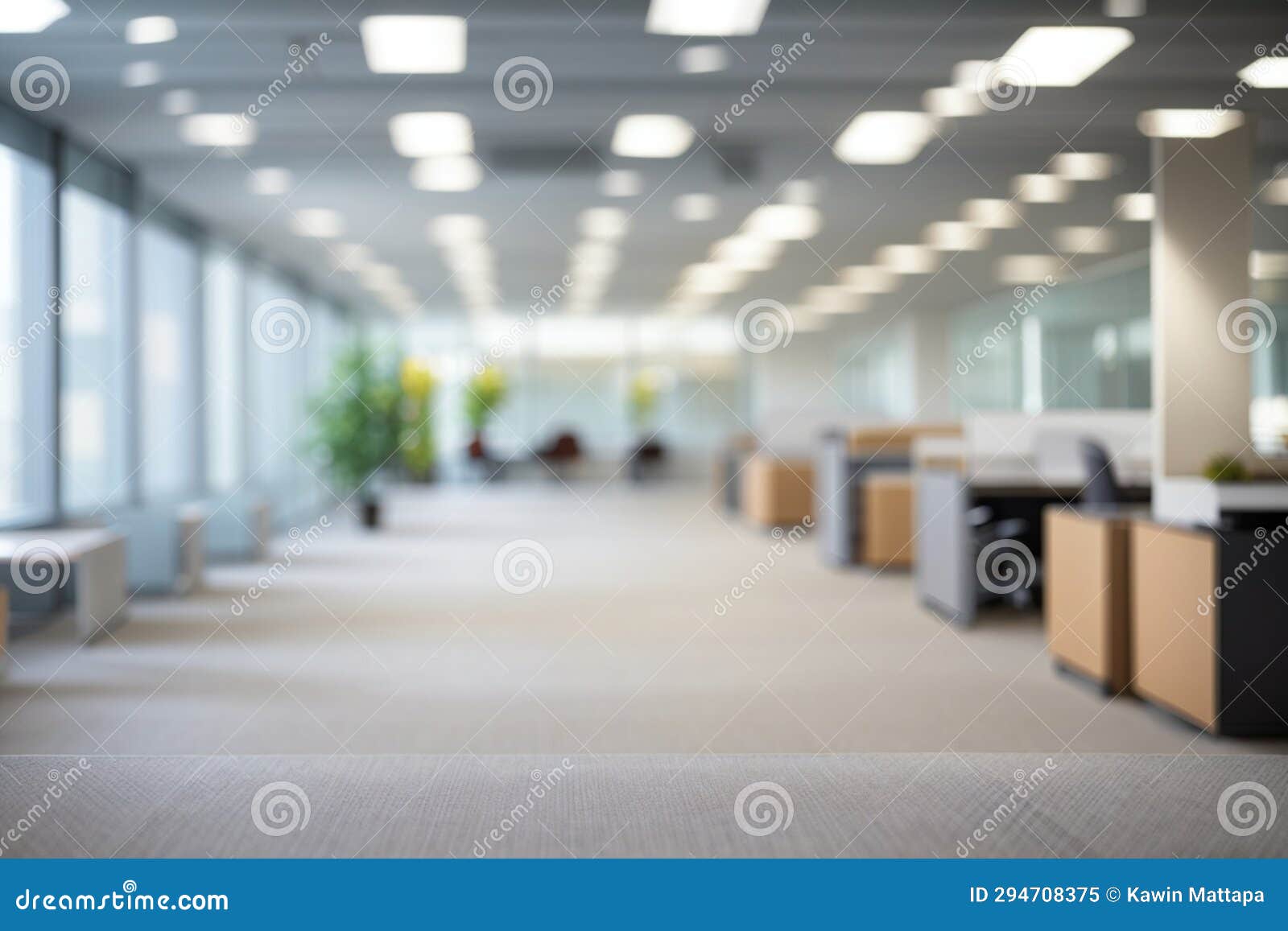 Blurred Empty Open Space Office Interior Background Stock Illustration ...