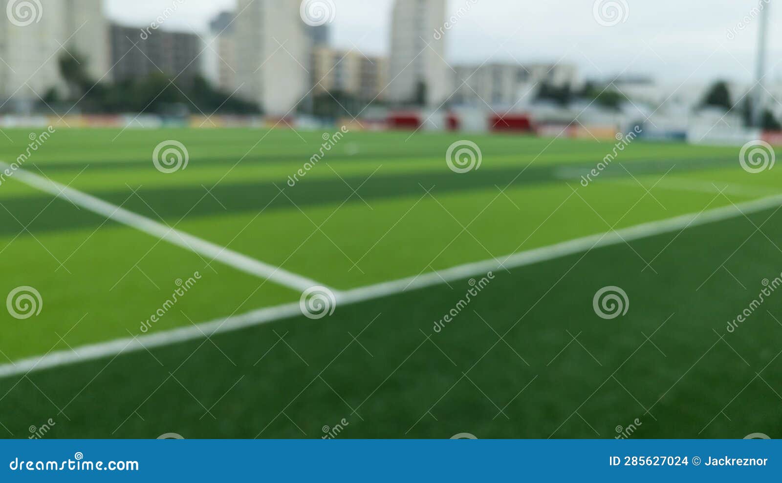 Blurred Empty Soccer Stadium with Green Grass and Field Lines Stock ...