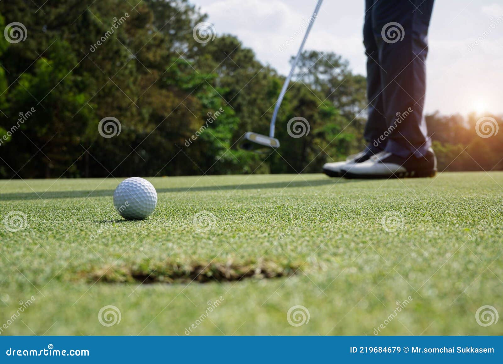 Blurred Golfers are Putting Golf in the Evening Golf Course Golf ...