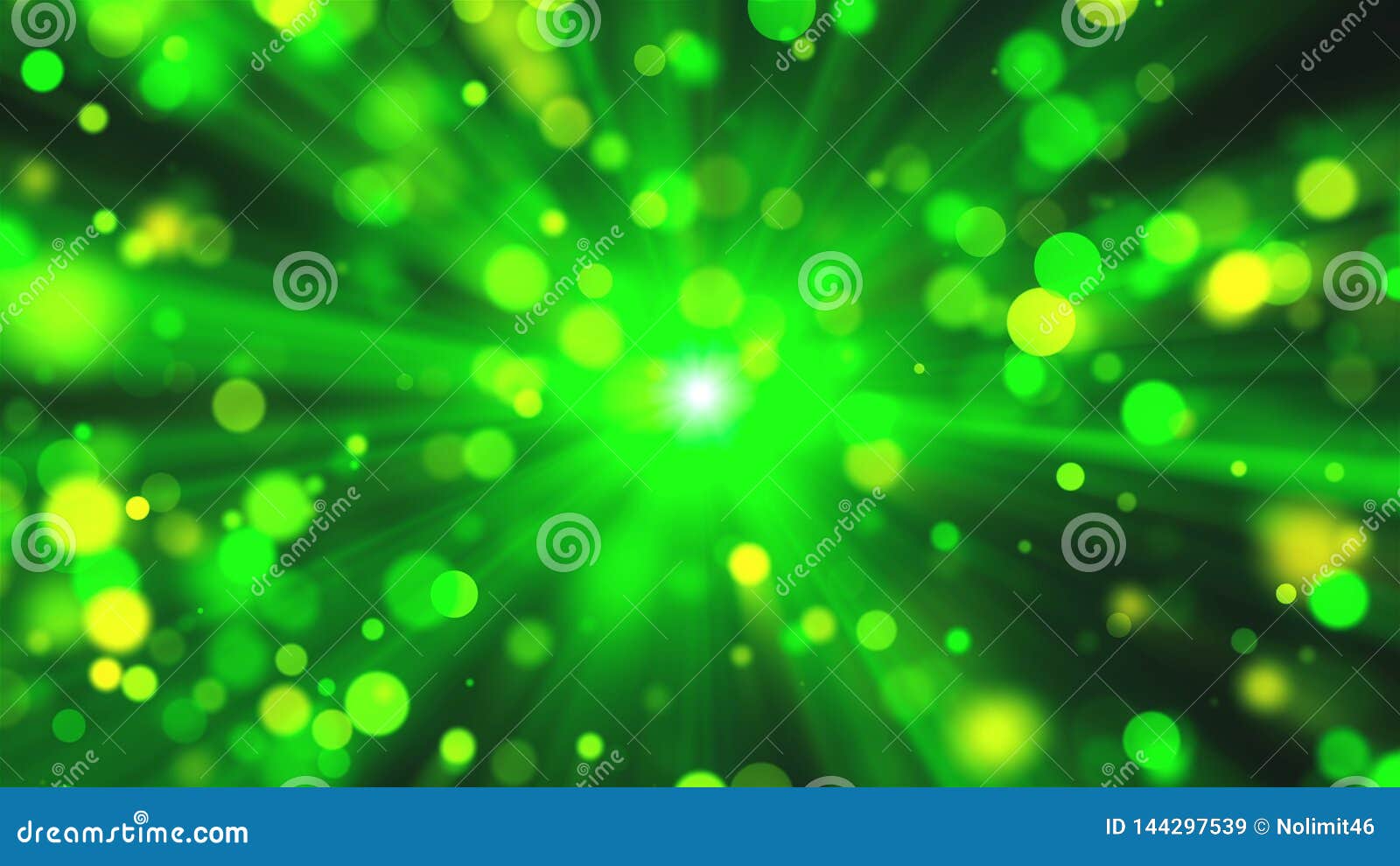 Blurred Green Lights As Sun Rays and Shine Particles with Bokeh Effect ...